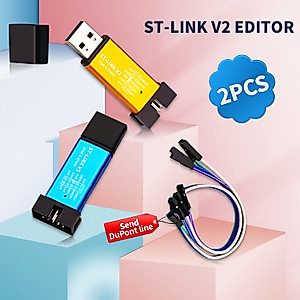 V TELESKY 2Pcs ST-Link V2 USB Programmer Support Programming Unit STM8 STM32 Editor with Cable (Random Color)