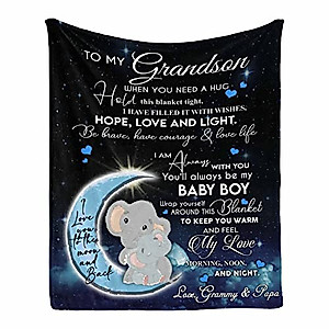 Personalized Name Message Lover Letter to My Grandson Filled it with Wishes, Hope, Love and Light from Grandpa Grandma Soft Blanket 40 x 50 Inches