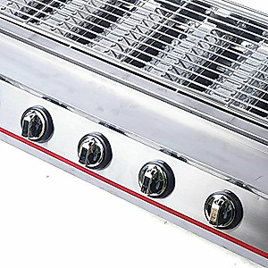 Gas Grill BBQ Gas Grills 8 Burner BBQ Grill Outdoor Party Cooker Stainless Steel Barbecue Grill Commercial Gas Grill Burners Cooker Smokeless for Camping Picnics