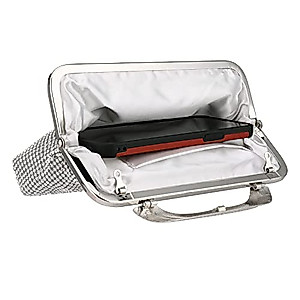 Elegant Evening Party Clutch Handbag Bling Shiny Sparkly Rhinestone Wedding Purse for Women (Silver)