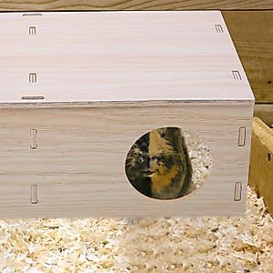 POPETPOP Guinea Pig Maze Hamster Houses and Hideouts Wood Small Animal Hideout 2 Chamber Hamster Hideout Hamster Hut Hideout Squirrel Pineapple Bed Toys Keep Warm Wooden Hamster Cage