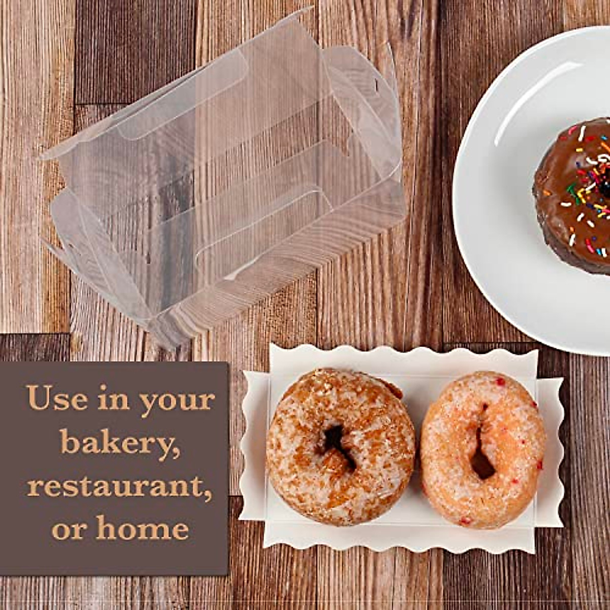 Spec101 Clear Gable Boxes for Party Favors - 50pk 3.5x6.3in Clear Gift Boxes with Handles for Bakery and Birthday Party