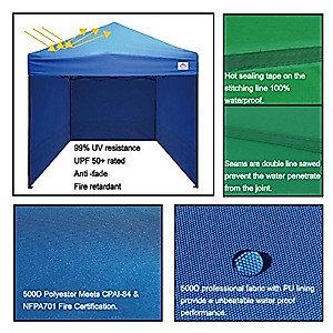 UNIQUECANOPY 8'x8' Pop Up Canopy Tent Commercial Instant Shelter, with 4 Removable Zippered Side Walls and Heavy Duty Roller Bag, 4 Sand Bags White