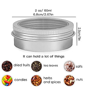 Lainrrew 15 Pack 2oz Metal Round Tins, Aluminum Empty Candle Tins with Screw Lid Small Storage Travel Tin Jars Containers for Spices, Candles, Arts & Crafts, Cosmetics (2oz)