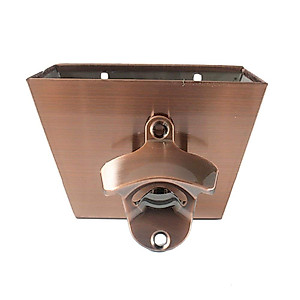 Luwanburg Stainless Beer Cap Opener Wall Mounted Bottle Opener with Cap Catcher Antique Copper