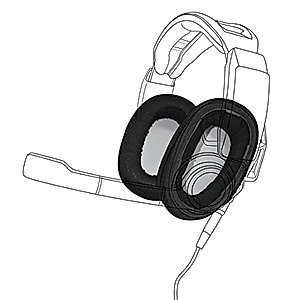 Earpadz Replacement for Sennheiser GSP 500, 550, 600 Headphones Ear Pads, Soft Knit Headphone Cushions (Jerzee, Black, 1 Pair)
