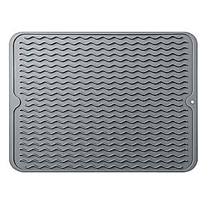 LIMNUO Silicone Dish Drying Mat Easy Clean Dishwasher,Non-Slip (M(16"×12"), Gray)