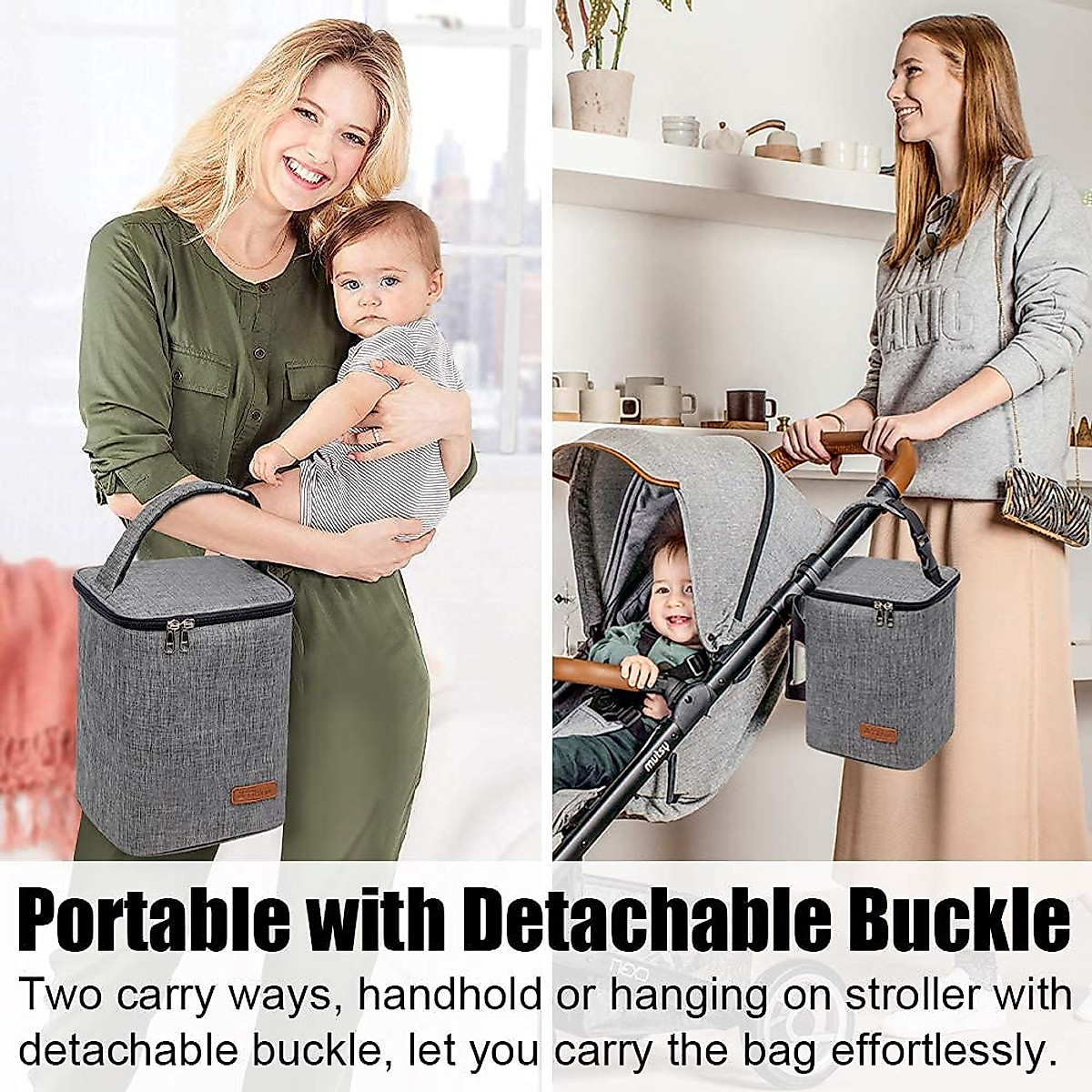 Baby Bottle Bag Insulated Breastmilk Cooler Bag with Ice Pack, Reusable Baby Bottle Tote Bag for up to 6 Bottles 4 Large 9Oz Bottles, Freezer Lunch Bag, Perfect for Daycare or Back to Work Nursing Mom