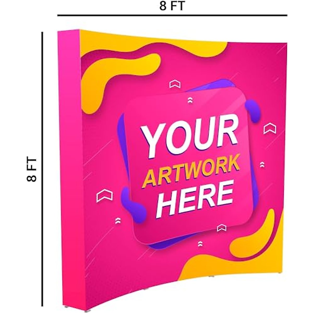 BannerBuzz Custom Step & Repeat Fabric Pop Up Display, Straight and Curved shape, Graphic with Hardware, 230 GSM Polyester Fabric, 1440 DPI Dye Sublimation Printing (8'W X 8'H)