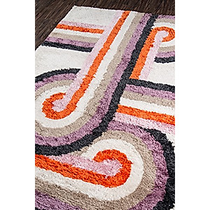 Novogratz by Momeni Rugs Retro Collection Turnstyle Shag Area Rug, 2'3" x 7'6" Runner, Lavender