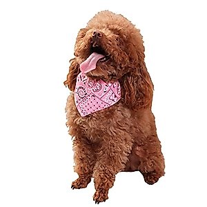 Milumia Pet Floral Print Dog Bandana Adjustable Buckle Dogs Scarf Pet Accessories Pink Medium