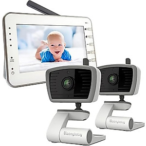 Baby Monitor No WiFi with 2 Cameras, 12hr Long Battery Life, 1000ft Range, 5" HD Display, Auto Night Vision, 2-Way Audio, Lullaby and Noise Activation