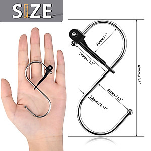 S Hooks, 8Pcs S Hooks for Hanging with Safety Buckle, 3.5 Inch Heavy Duty S Shaped Hooks for Kitchen, Closet