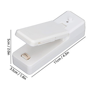 Portable Mini Bag Sealer, with Magnet USB Charging Plastic Bag Sealing Machine for Snacks Chips Fresh Storage Home Kitchen Use (White)