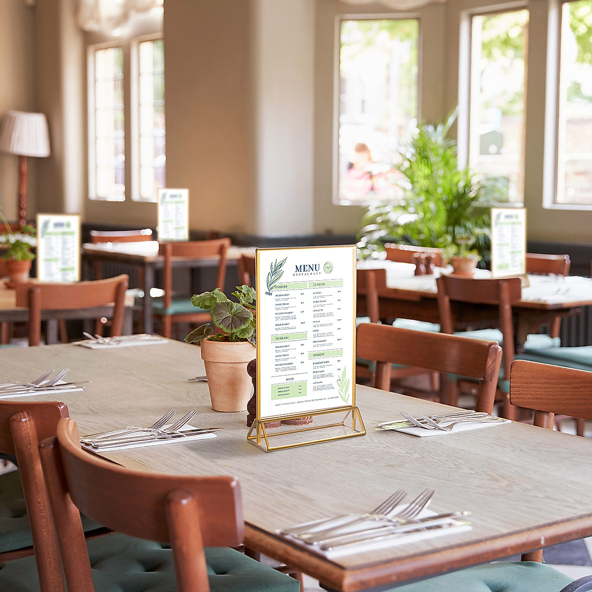 SUPER STAR QUALITY Clear Acrylic 2 Sided Frames with Gold Borders and Vertical Stand | Ideal for Wedding Table Number Holder, Double Sided Sign, Clear Photos, Menu Holders