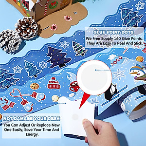 Winter Bulletin Board Border Trim Winter Wave Removable Blackboard Chalkboard Border Christmas Tree Snowman Snowflake Borders Stickers for Holiday Classroom Wall Decor (Regular Wavy Shape, 118 ft)