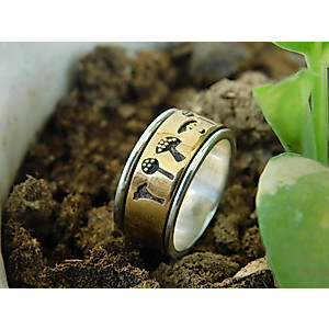 Personalized Silver Ring* solid Sterling Silver* Mushroom spinner Ring* Wedding Band* Forest Jewelry* Engraved Ring* Stocking Stuffer* anxiety ring* (7)