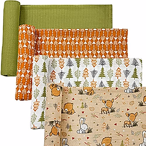 Muslin Swaddle Blankets Babies, Very Soft and Breathable Essential Receiving wrap, Ideal Newborn swaddling Set, Best Shower Gift, 47 X 47 inches (Into The Jungle (4 Pack))