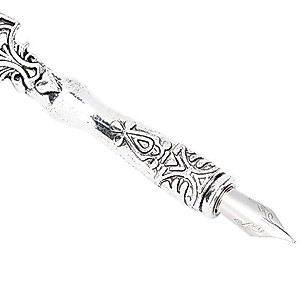 Vikye Quill Pen, English Calligraphy Retro Feather Quill Dip Pen Fountain Pen Sign Pen Set Stationery Gift (White)