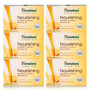 Himalaya Nourishing Cream & Honey Cleansing Bar, Face and Body Soap for Soft Skin, 4.41 oz, 6 Pack