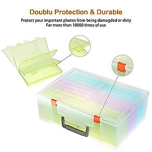 Photo Storage Box 4x6, 18 Inner Extra Large Photo Case Large Photo Organizer Acid-Free Photo Box Storage Photo Keeper Photo Storage Case, Plastic Craft Storage Box for Photo Stickers Stamps Seeds,18 Boxes