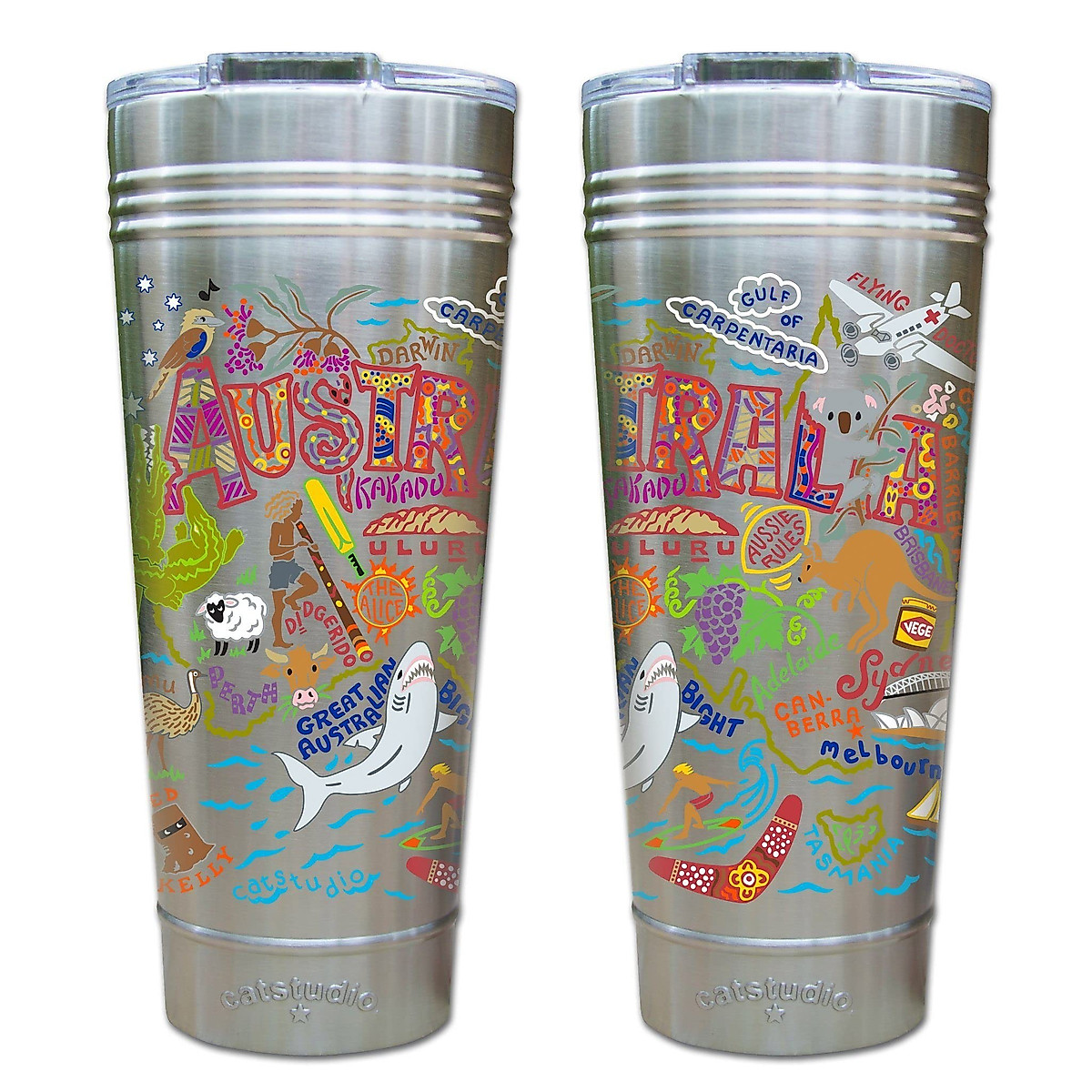 Catstudio Australia Thermal Tumbler | Triple Wall Insulation With Non Slip Bottom | Great Travel Cup for Water, Coffee, Tea, or Smoothies