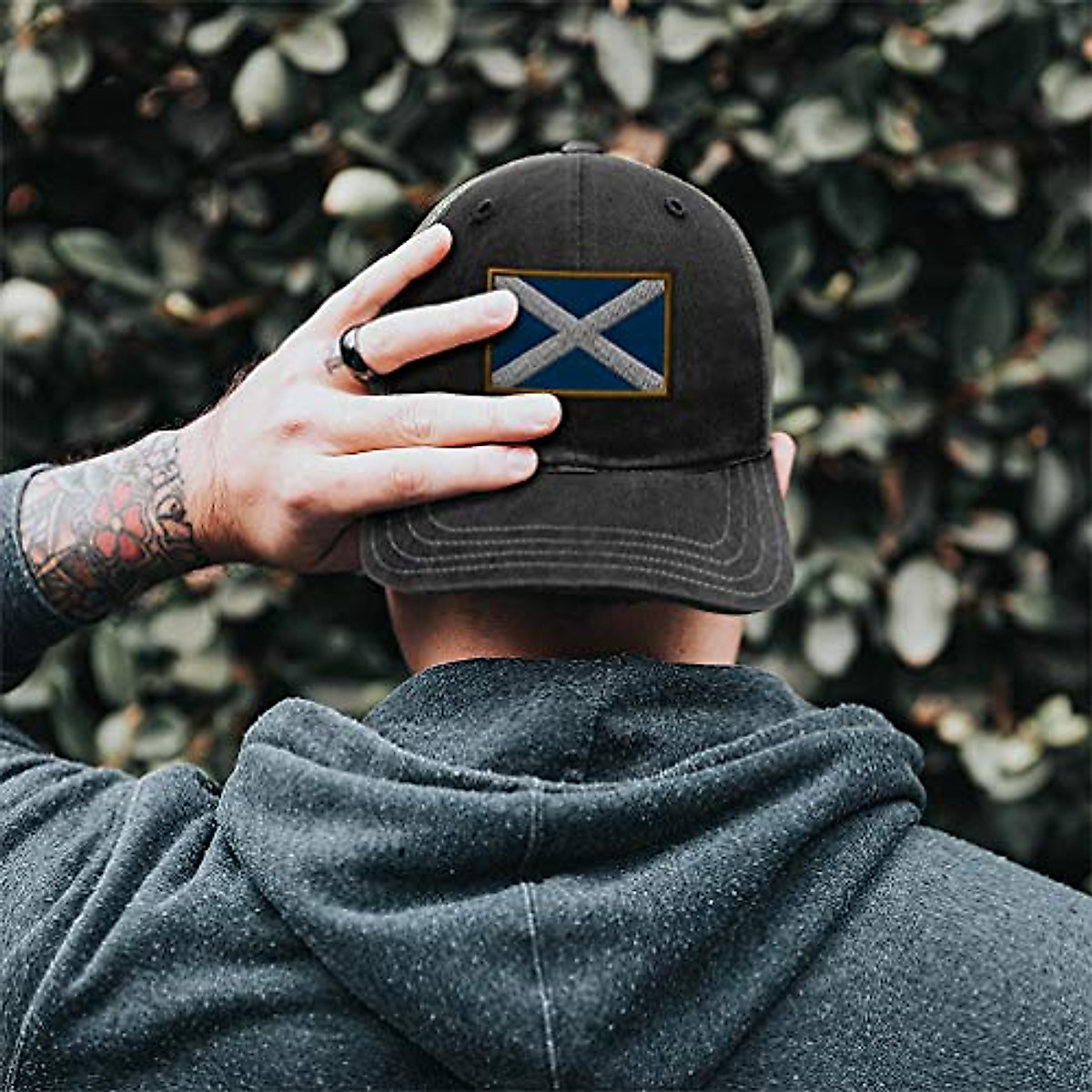 Trucker Hat Richardson Scotland Embroidery City Name Cotton Soft Mesh Cap Snaps - Black/Charcoal, Design Only