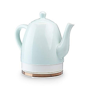 Pinky Up Noelle 1.5 L Ceramic Electric Tea Kettle, Mint, Rose Gold, Gooseneck Spout, Cordless Design