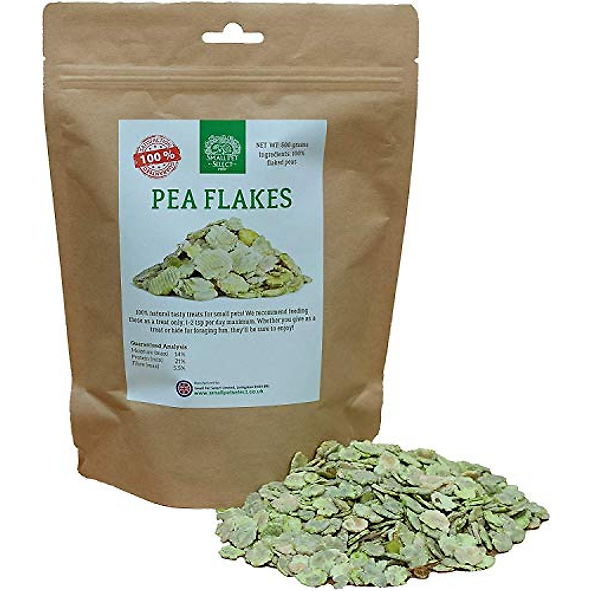 Small Pet Select- Pea Flakes, 8oz,green