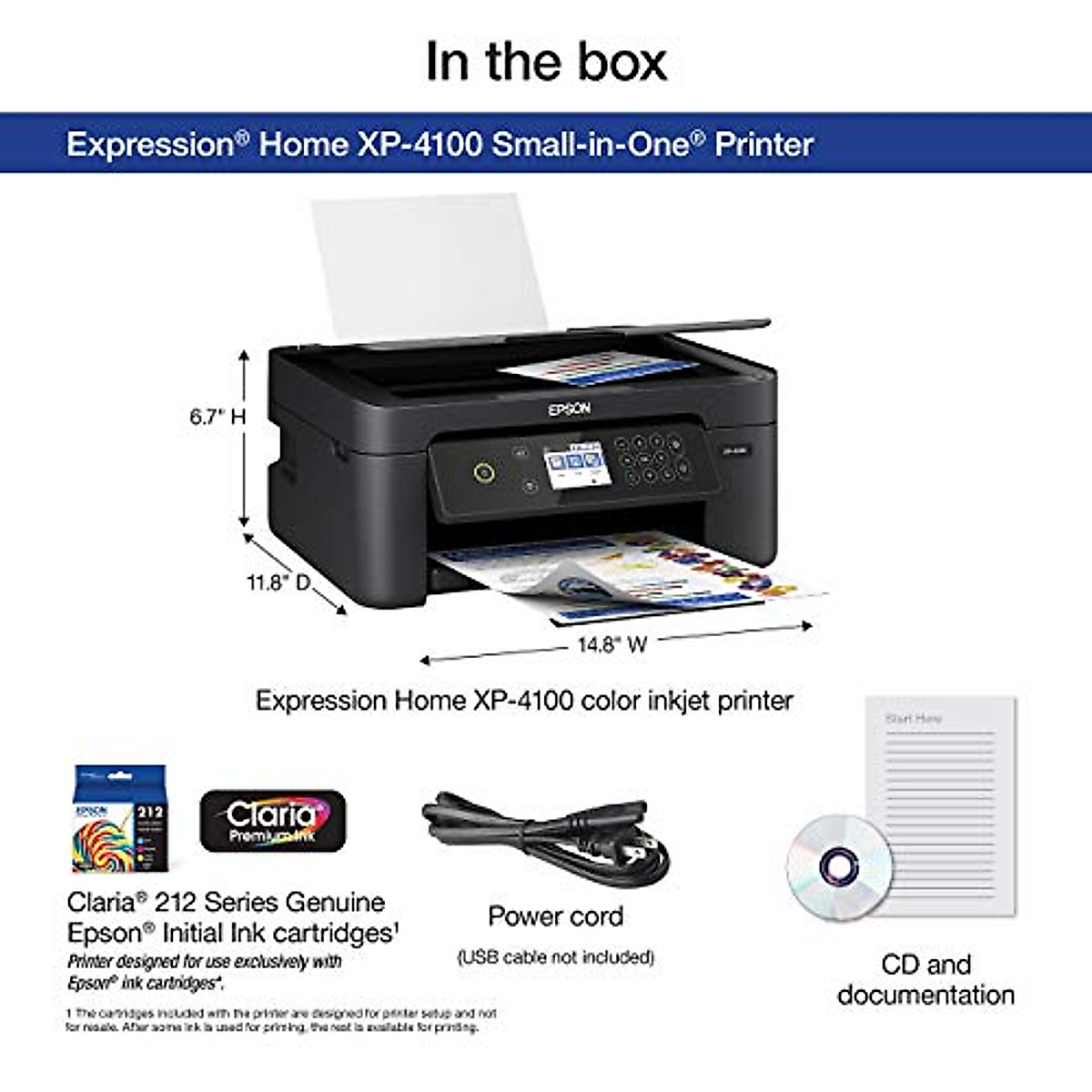 Epson Expression Home XP-4100 Wireless Color Printer with Scanner and Copier (Renewed)