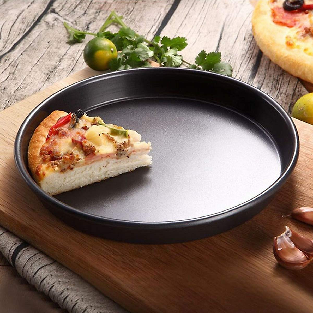 Stainless Steel Round Pizza Pan,Carbon Steel Non-Stick Oven Pizza Plate Pan Bakeware Tray Mold Deep Dish Pizza Pan(8inch)