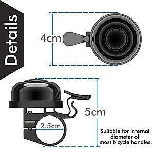 Sportout 2 Pack Bike Bell, Bicycle Bell,Loud Crisp Clear Sound for Road Bike, Mountain Bike, City Bike, Sports Bike, Cruiser Bike, BMX Bike(Diameter in 2.25cm) (Black)