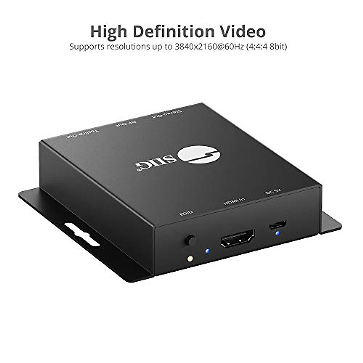 SIIG HDMI to DisplayPort Converter Adapter, One-Way HDMI 2.0 Source to DP 1.2 Display,4K60 & 1080p144Hz,HDCP 2.2,EDID,Audio Extract to Toslink/3.5mm,TAA Compliant,ESD Protection CE-H26A11-S1