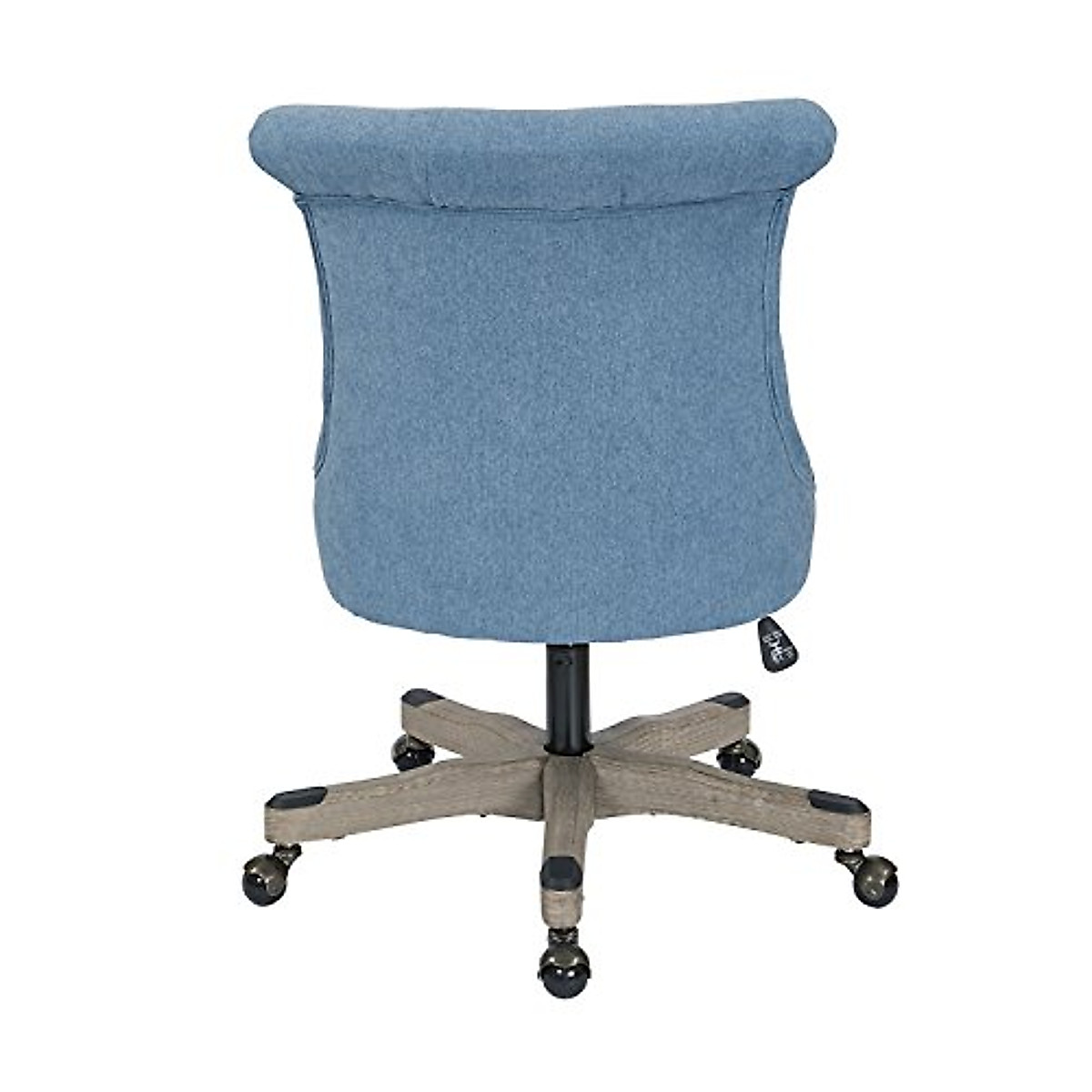 OSP Home Furnishings Hannah Tufted Office Chair with Adjustable Height and Grey Wood Base, Sky Fabric