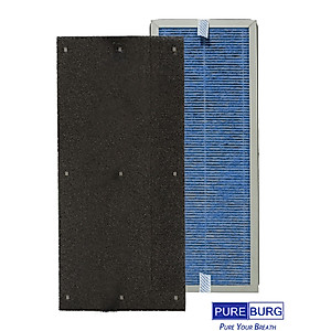 PUREBURG MS18 True HEPA Replacement Filter Set Compatible with Membrane Solutions MS18 Air Purifier, H13 4-Stage Filtration Activated Carbon Air Clean Dust VOCs Odor,2-Pack