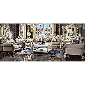 ACME Picardy Oversized Sofa - - Fabric & Antique Pearl