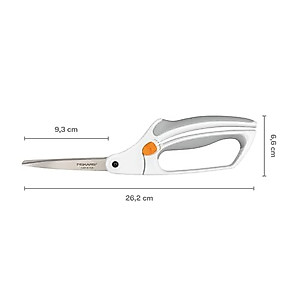 Fiskars Softgrip All-Purpose Scissors, Easy Action, Length: 26 cm, Stainless Steel Blade/Plastic Handles, White, 1059564