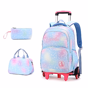 EKUIZAI Camouflage Print Elementary Trolley Backpack Primary School Rolling Daypack Carry-on Luggage BookBag with Wheels for Girls