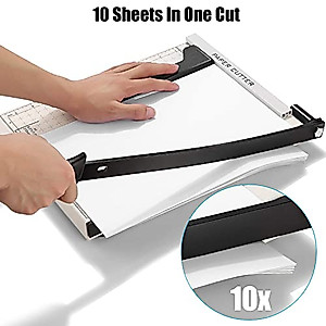 Paper Cutter Heavy Duty A4-B7, 12" Cut Length Guillotine Paper Trimmer for Cardstock Metal Base, with Safety Blade Lock&Dual Guides, 12 Sheets Capacity, for Home Office Classroom School (PureWhite)