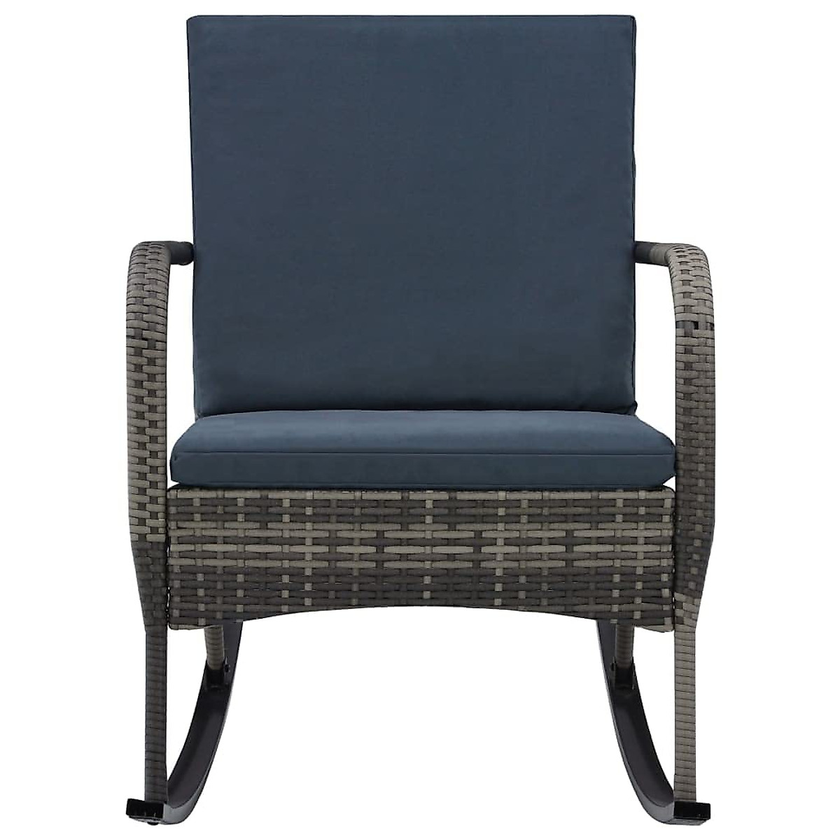 Outdoor Porch Rocker Chair for Adult, All Weather- Resistant Patio Rocking Chair for Garden Lawn Garden Rocking Chair Poly Rattan Anthracite