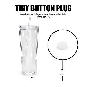 AGH 24oz Acrylic Double Wall Insulated Tumblers(4Pack), Transparent Drilled Plastic Double Wall Tumblers with Straw & Hole Stopper, Acrylic Snow Globe Tumbler