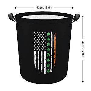 Irish American USA Flag Shamrock for St. Patrick's Day Oxford Cloth Laundry Basket with Handles Storage Basket for Toy Organizer Kids Room Nursery Hamper Bathroom