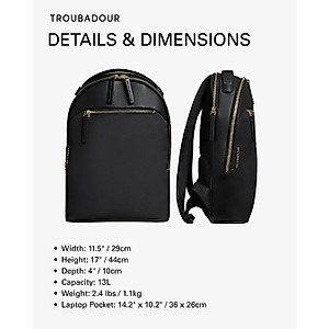 Troubadour Ember Backpack - Luxury Multipurpose Backpack - Made from Lightweight, Waterproof, Vegan Materials - Spacious Organization - Perfect for Travel, Work, School, the Gym, or On-The-Go - Navy