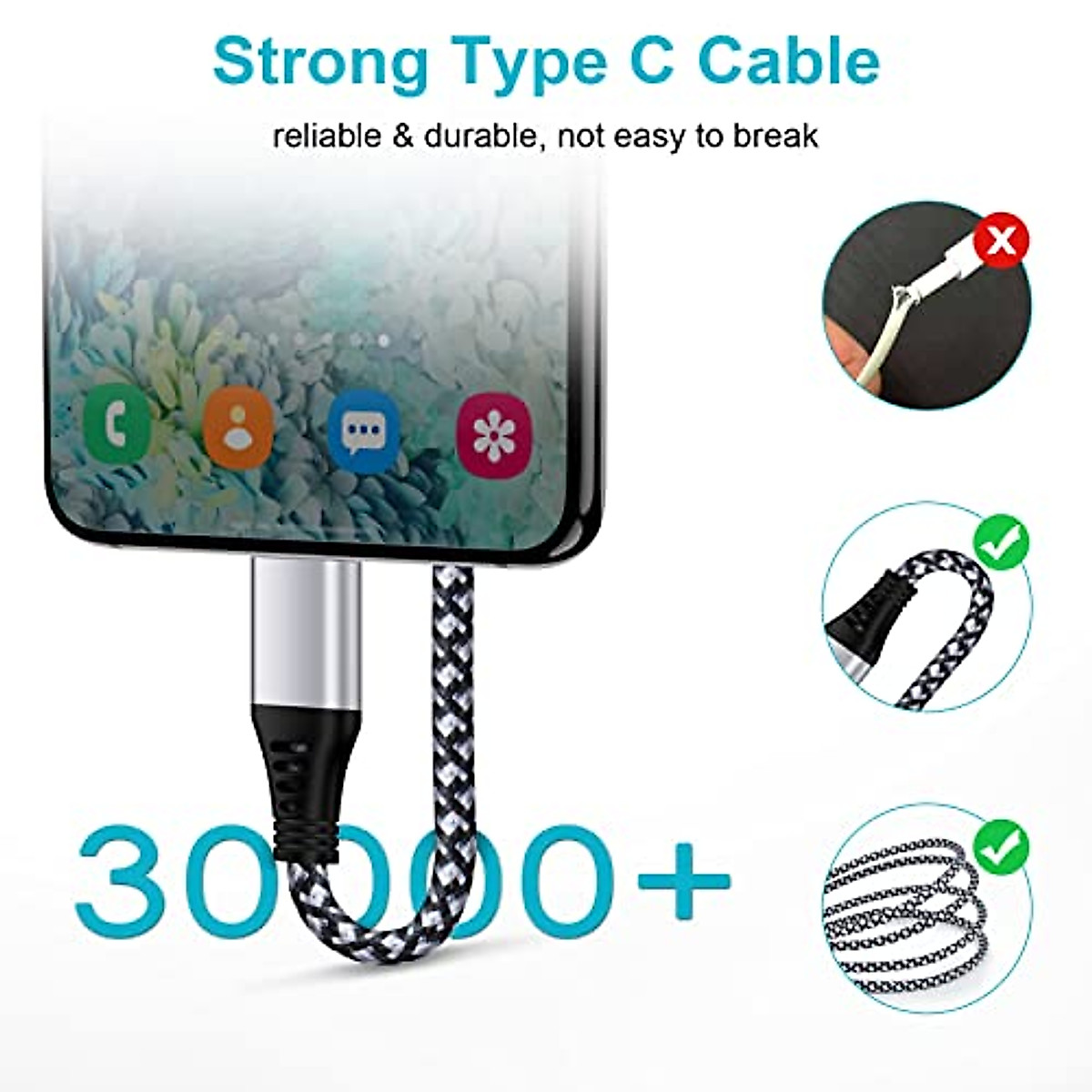 Samsung USB C Fast Charger Block with Android Phone Charger Type C Fast Charging Cable 6.6ft for Samsung Galaxy S23/S22/S21/S20/S10/S10 Plus/S10E/S9/S8/A12 A13Google Pixel 7 6 Pro 4A 3A,iPad Pro/Air4