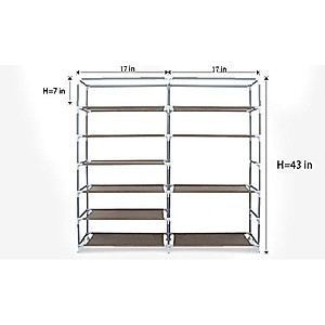 TXT&BAZ 20-Pairs Portable Boot Rack Double Row Shoe Rack Covered with Nonwoven Fabric(7-Tiers Grey)