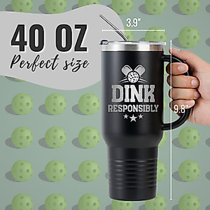 Onebttl Pickleball Gifts for Women/Men, Gifts for Pickleball Lovers, Insulated 40oz Stainless Steel Tumbler with Handle, DINK RESPONSIBLY