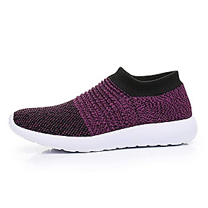 CullForYou Women's Flexible Knit Walking Shoe (8 M US,Purple/Black)