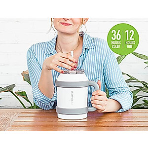 Reduce 50 oz Mug Tumbler with Handle and Straw - Stainless Steel with Sip-It-Your-Way Lid - Keeps Water Cold up to 36 Hours - Sweat Proof, Dishwasher Safe, BPA Free - Glacier, Opaque Gloss