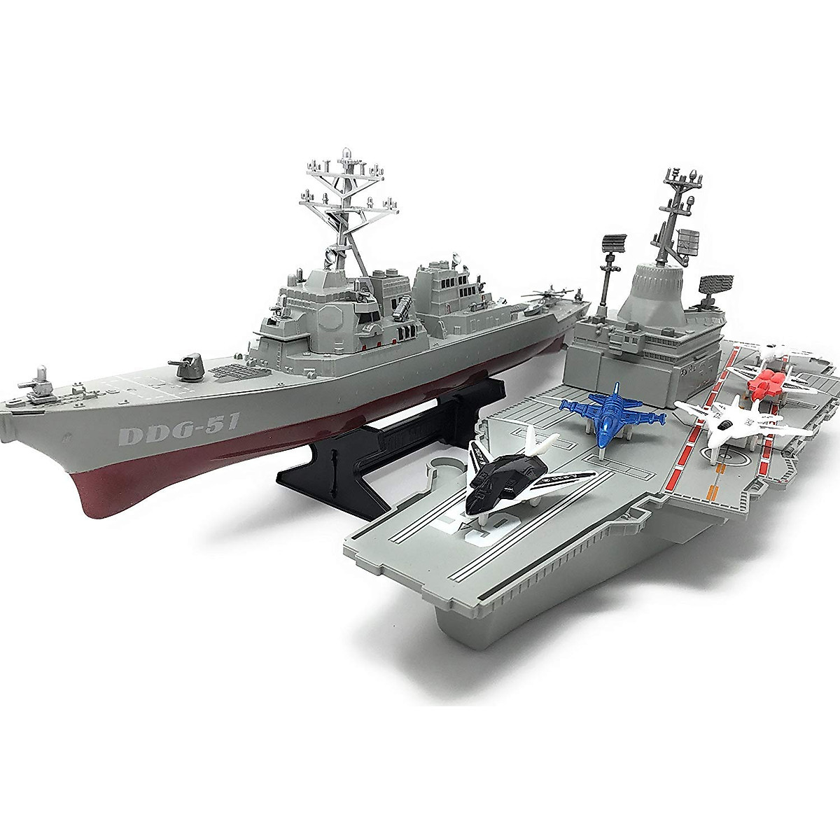 Xplore Toys Aircraft Carrier Toy,with 5 Aircrafts Includes Destroyer Ship