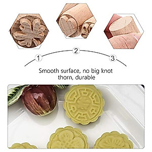EXCEART Wooden Clay Stamp 7Pcs Column Wood Clay Stamps Hand Carved Stamps DIY Pottery Printing Blocks with Mixed Patterns